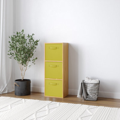 URBNLIVING 80cm Height 3 Cube Beech Wooden Shelves Cubes Cupboard ...