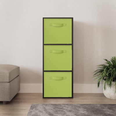 URBNLIVING 80cm Height 3 Cube Black Wooden Shelves Cubes Cupboard ...