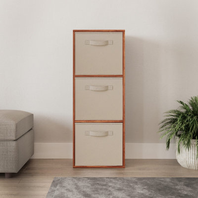 URBNLIVING 80cm Height 3 Cube Teak Wooden Shelves Cubes Cupboard ...