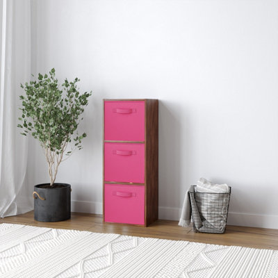 URBNLIVING 80cm Height 3 Cube Teak Wooden Shelves Cubes Cupboard ...
