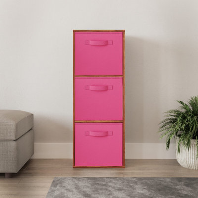 URBNLIVING 80cm Height 3 Cube Teak Wooden Shelves Cubes Cupboard ...