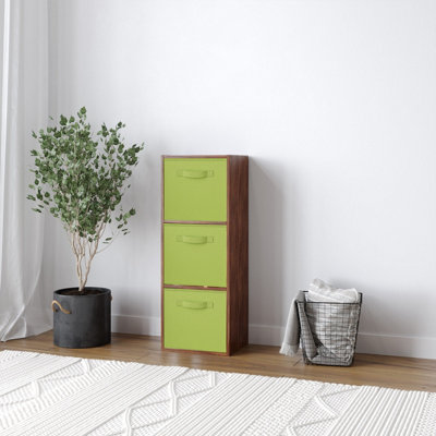 URBNLIVING 80cm Height 3 Cube Teak Wooden Shelves Cubes Cupboard ...