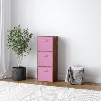 URBNLIVING 80cm Height 3 Cube Teak Wooden Shelves Cubes Cupboard ...