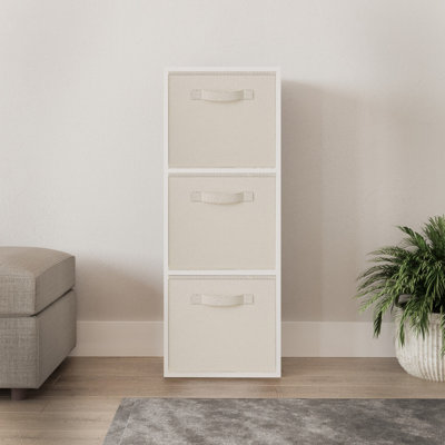 URBNLIVING 80cm Height 3 Cube White Wooden Shelves Cubes Cupboard ...