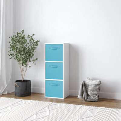 URBNLIVING 80cm Height 3 Cube White Wooden Shelves Cubes Cupboard ...