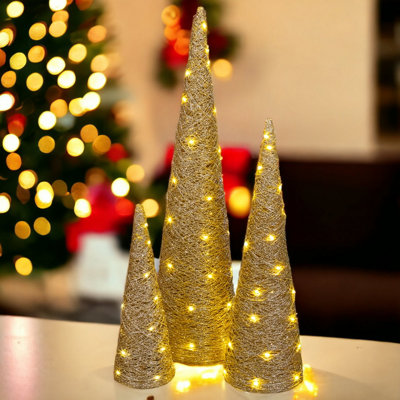 URBNLIVING 80cm Height 3 Pcs LED Light Up Christmas Tree Cone Pyramids ...