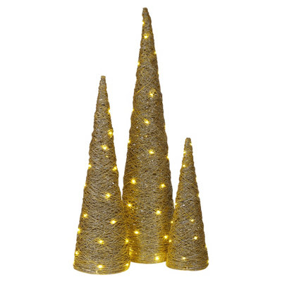 URBNLIVING 80cm Height 3 Pcs LED Light Up Christmas Tree Cone Pyramids ...