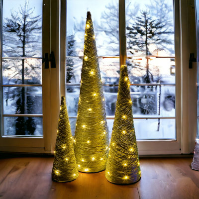URBNLIVING 80cm Height 3 Pcs LED Light Up Christmas Tree Cone Pyramids ...