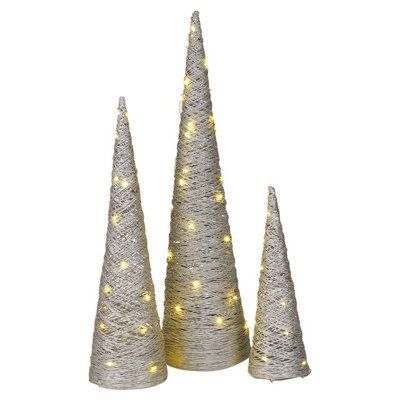 URBNLIVING 80cm Height 3 Pcs LED Light Up Christmas Tree Cone Pyramids ...
