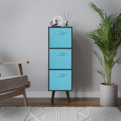 URBNLIVING 80cm Height 3 Tier Black Wooden Storage Bookcase ...