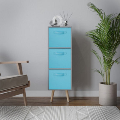 URBNLIVING 80cm Height 3 Tier Grey Wooden Storage Bookcase Scandinavian ...