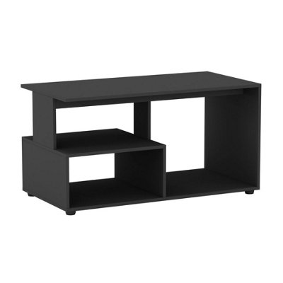 URBNLIVING 80cm Height Black Wooden Side Coffee Table With Storage ...