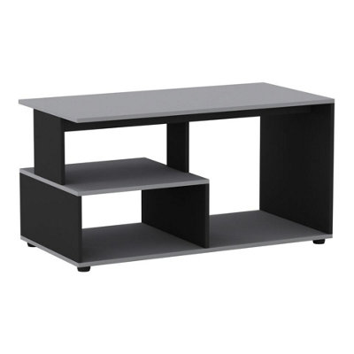 URBNLIVING 80cm Height Grey & Black Wooden Side Coffee Table With ...