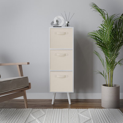URBNLIVING 80cm Height White Wooden 3 Tier Storage Bookcase Cream ...