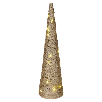 URBNLIVING 80cm LED Light Up Christmas Tree Single Cone Gold Pyramids ...