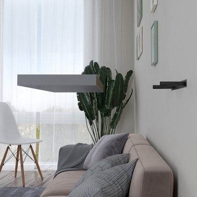 URBNLIVING 80cm Width 1 Floating Grey Wooden Wall Mount Shelves Display ...