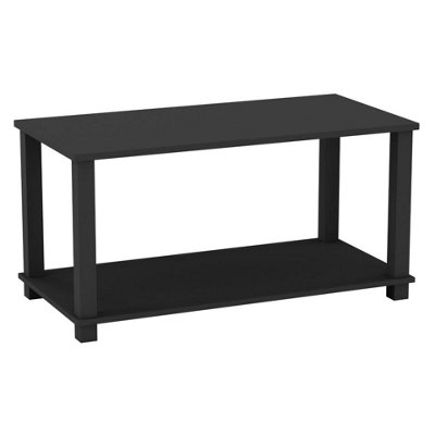 URBNLIVING 80cm Width Black 2 Tier Coffee Side Table With Shelf TV Stand