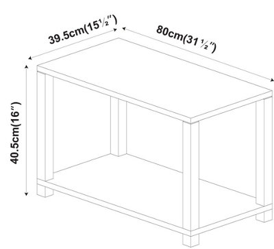 URBNLIVING 80cm Width Black 2 Tier Coffee Side Table With Shelf TV Stand