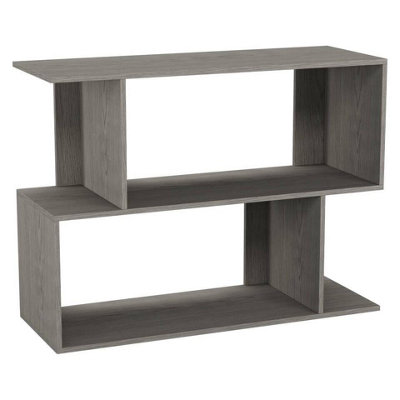 URBNLIVING 80cm Width Cedar Grey 2-Tier Bookcase Irregular Storage ...