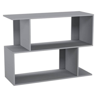 URBNLIVING 80cm Width Grey 2-Tier Bookcase Irregular Storage Shelf ...