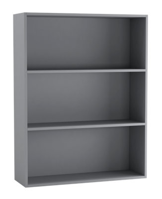 URBNLIVING 80cm Width Grey Colour Wide 3 Shelf Tier Wooden Bookcase ...