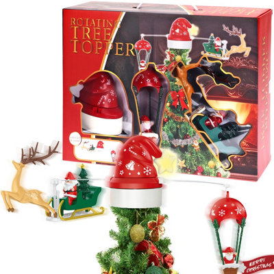 URBNLIVING 80cm Width Red & Green Christmas Tree Rotating Topper LED ...