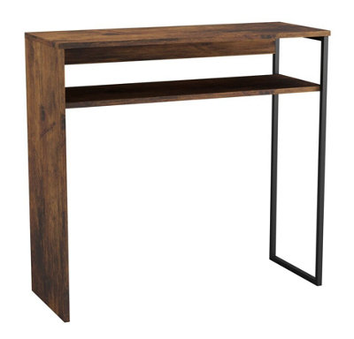 URBNLIVING 80cm Width Rustic Brown Wooden & Steel Console Display Table ...