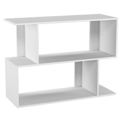 URBNLIVING 80cm Width White 2-Tier Bookcase Irregular Storage Shelf ...