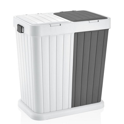 URBNLIVING 80L Anthracite Laundry Clothes Basket Dual Double ...