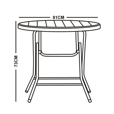 URBNLIVING 81cm Diameter Black Wooden Look Round Folding Garden Table ...