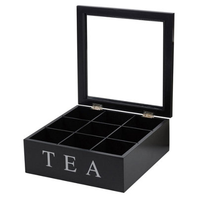 URBNLIVING 85cm Height Tea Box 9 Section Wooden MDF Clear Lid ...