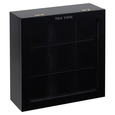 URBNLIVING 85cm Height Tea Box 9 Section Wooden MDF Clear Lid ...