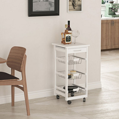 URBNLIVING 86cm Height Rolling Kitchen Island Trolley Serving Cart ...
