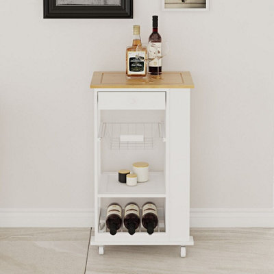 URBNLIVING 86cm Height Rolling Kitchen Island Trolley Serving Cart with ...