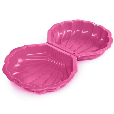 URBNLIVING 87cm Width 2 Pcs Pink Shell Clam Shaped Plastic Sandpit ...