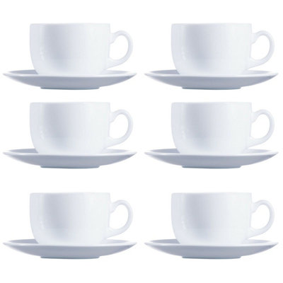 Buy URBNLIVING 8cm Height 220ml Cup and Saucer Set of 12 Pcs | DIY at B&Q
