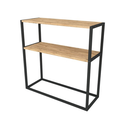 URBNLIVING 90cm Height Pine Console Table Slim Modern 2 Shelf Wooden ...