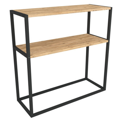 URBNLIVING 90cm Height Pine Console Table Slim Modern 2 Shelf Wooden ...