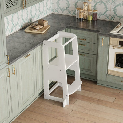 URBNLIVING 90CM HEIGHT WHITE WOODEN KITCHEN HELPER STEP KIDS TODDLER ...