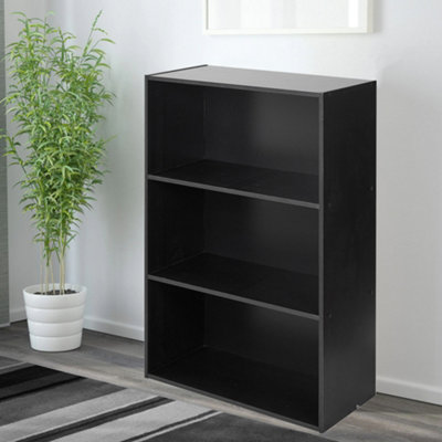 URBNLIVING 90cm Height Wide 3 Tier Book Shelf Deep Bookcase Storage Cabinet Display Colour Black Dining