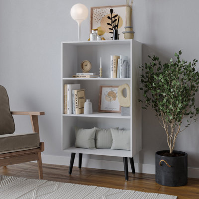 URBNLIVING 90cm Height Wide White 3 Tier Bookcase Storage Cabinet ...