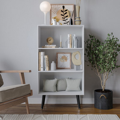 URBNLIVING 90cm Height Wide White 3 Tier Bookcase Storage Cabinet ...