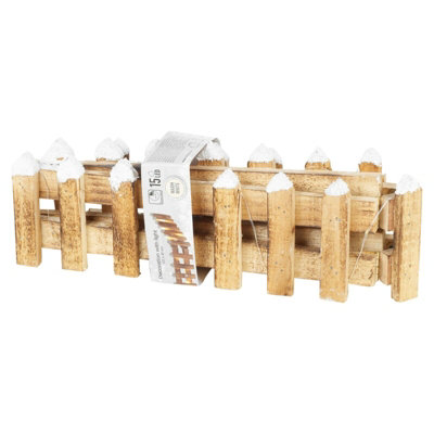URBNLIVING 90cm LED Light Wooden Snow Picket 1 Fence Small Size Brown ...