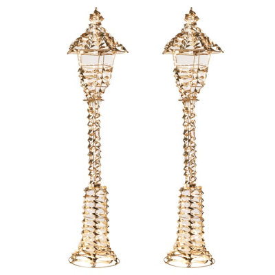 URBNLIVING 90cm Tall 2 Pcs Gold Lamp Post 300 LED Fairy Lights Indoor ...
