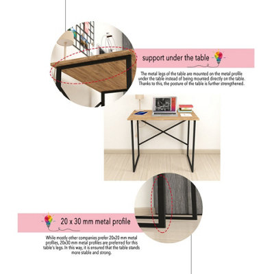 URBNLIVING 90cm Width Pine Wooden Computer Desk Modern Study Table ...