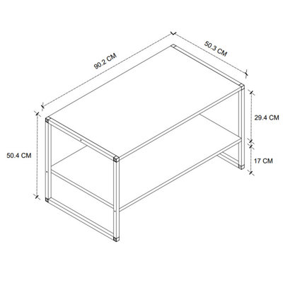 URBNLIVING 90cm Width Rectangle White Wooden Coffee Table & Metal Frame ...