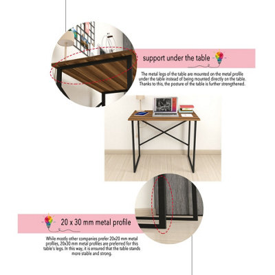 URBNLIVING 90cm Width Sapphire Oak Wooden Computer Desk Modern Study ...