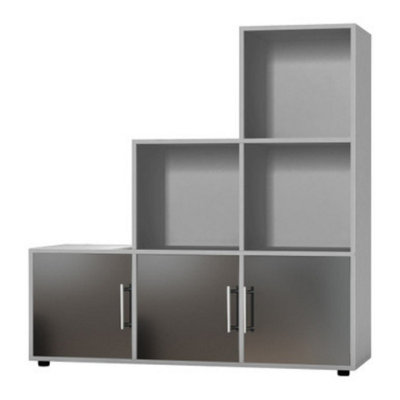 URBNLIVING 91cm Height 6 Cube Step Grey Storage Bookcase Shelf Unit ...