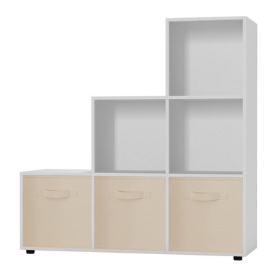 URBNLIVING 91cm Height 6 Cube Step White Storage Bookcase Unit Shelf ...