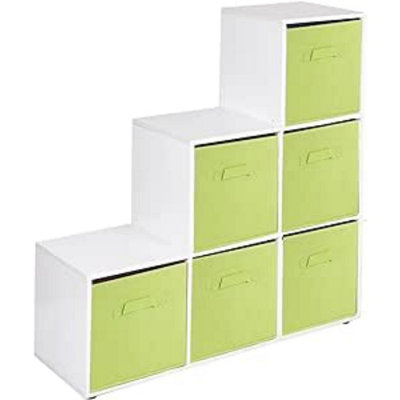 URBNLIVING 91cm Height 6 Cube Step White Storage Bookcase Unit Shelf ...